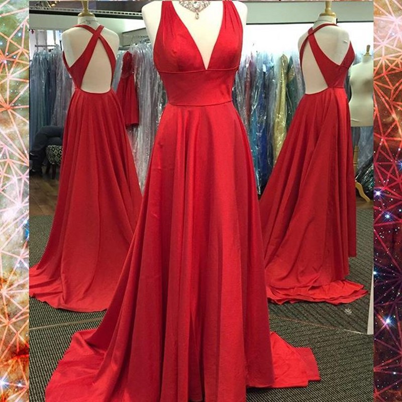 Long Sexy Red Prom Dress Sexy Slit Prom Dresses Open Back Prom Dress